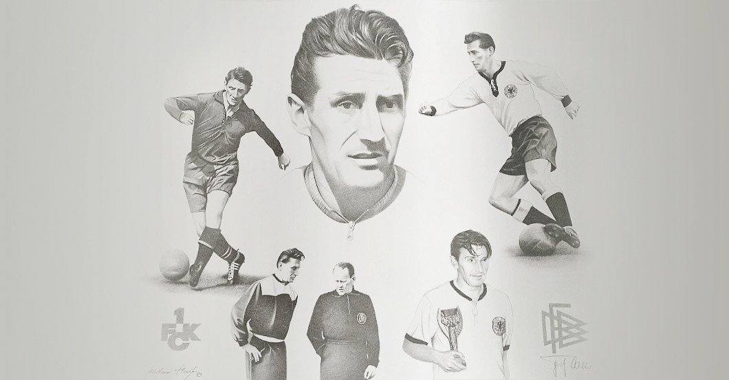 Fritz Walter – Signed Drawing of the Football Legend