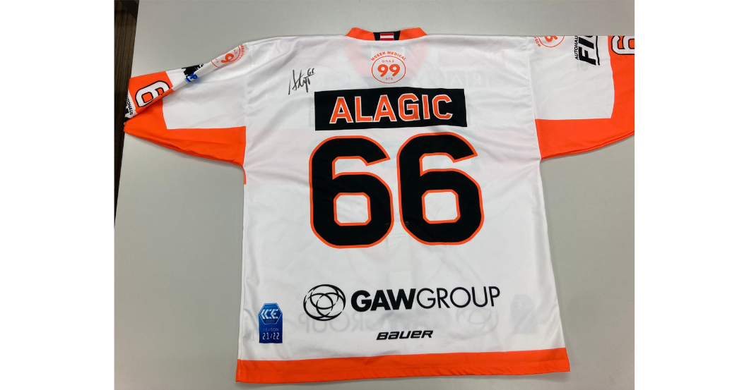 Zu Weihnachten: Das getragene Eishockey-Trikot von Adis Alagic