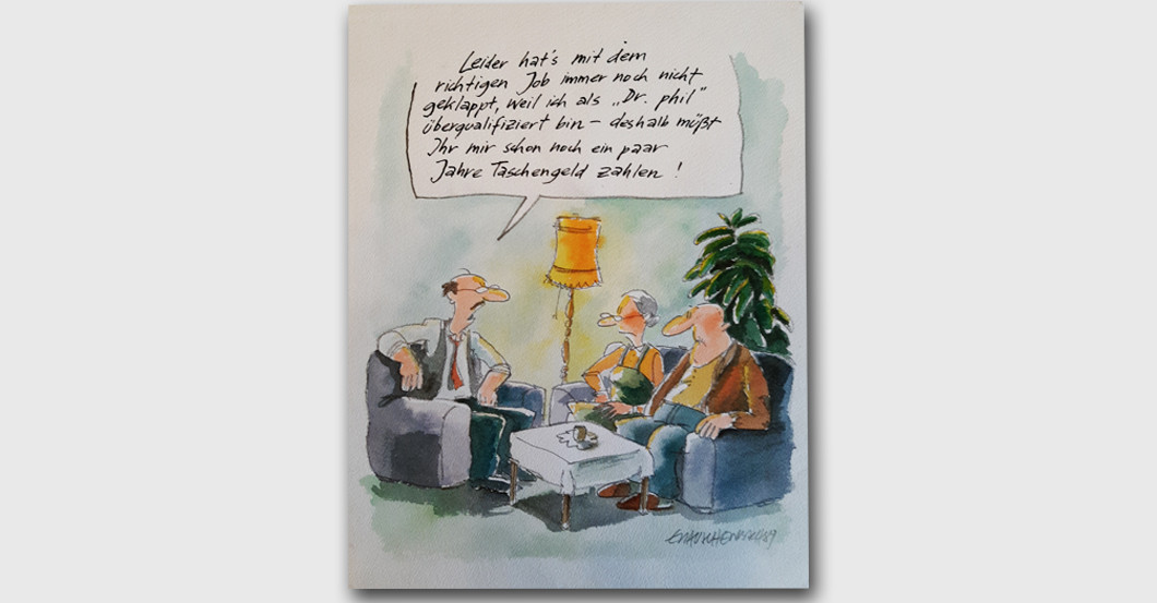 Handgezeichneter Original-Cartoon von Erich Rauschenbach