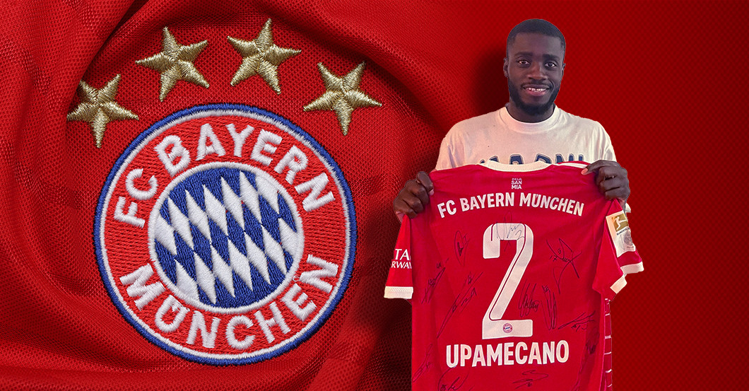 Upamecano Donates Personal FC Bayern Jersey with Signatures