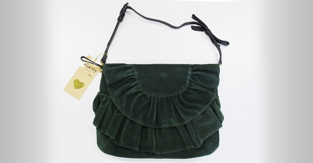 Green Suede Clutch Bag by Felix Rey