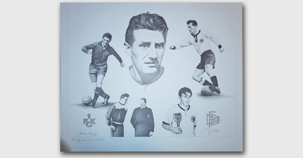 Fritz Walter – signiertes Kunstwerk der Fußballlegende