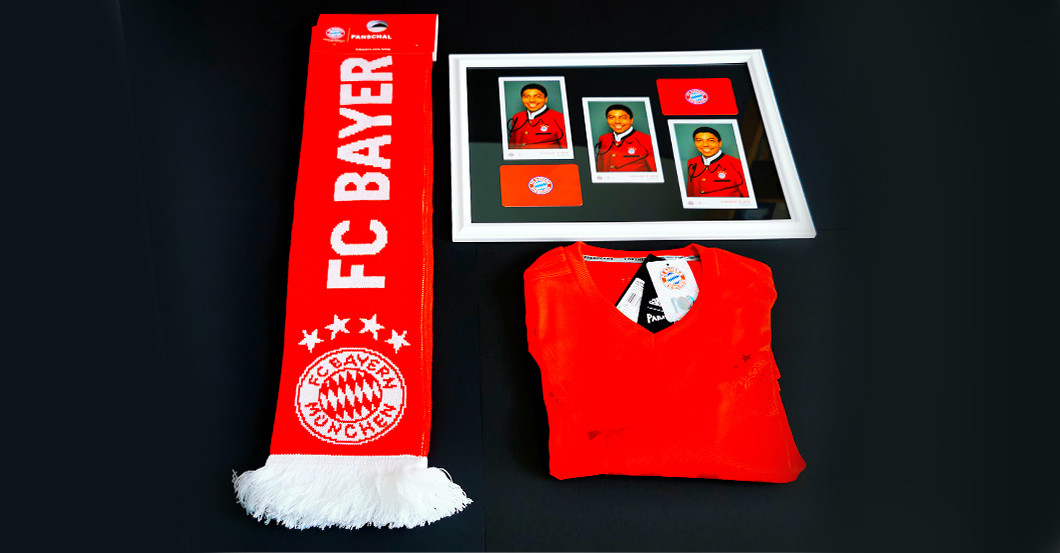 Von FC Bayern-Legende Giovane Elber signiertes Trikot & Fanschal