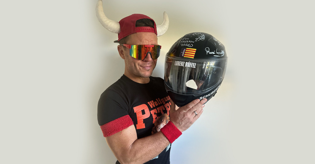 Lorenz Büffel Donates his Original Helmet from the Wok World Cup