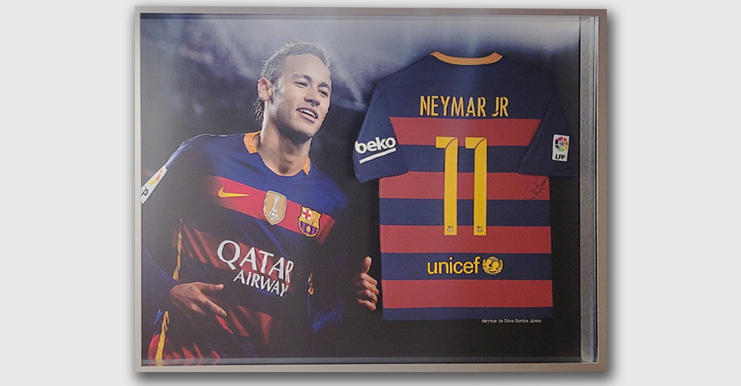 Neymar's signed FC Barcelona Jersey in Frame