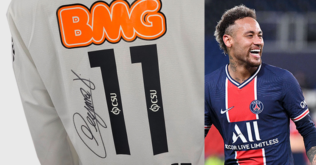 Get now a signed shirt from Neymar from his first professional football ...