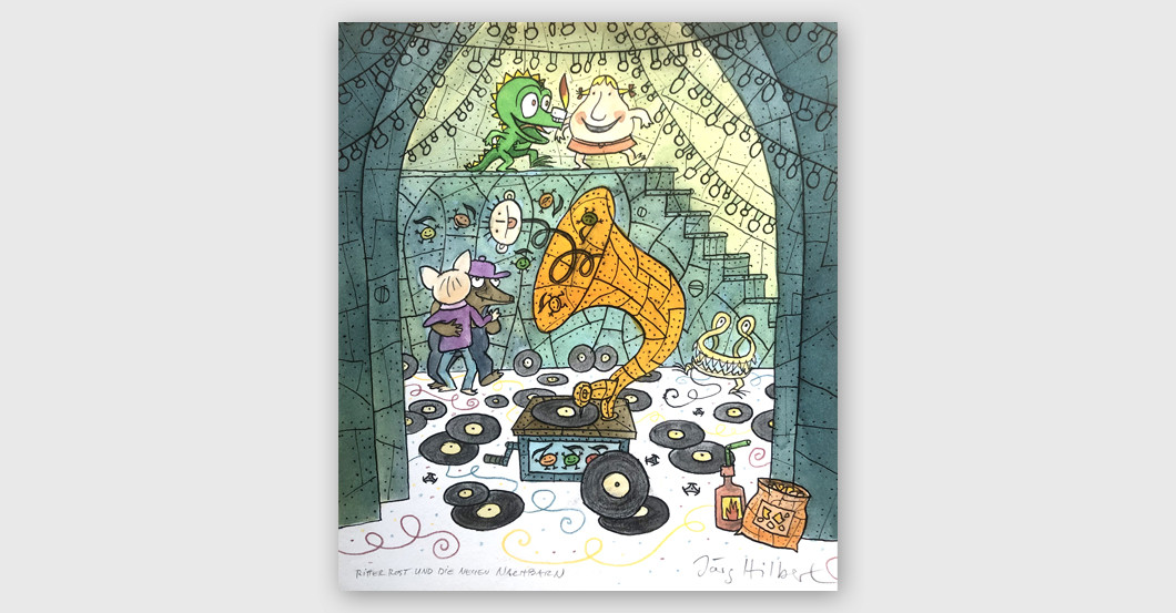 Original-Illustration zu „Ritter Rost und die neuen Nachbarn“