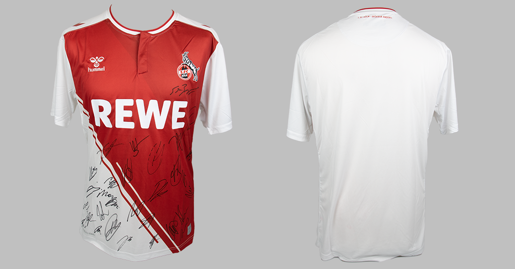 1. FC Köln stiftet ein aktuelles Trikot mit allen Unterschriften