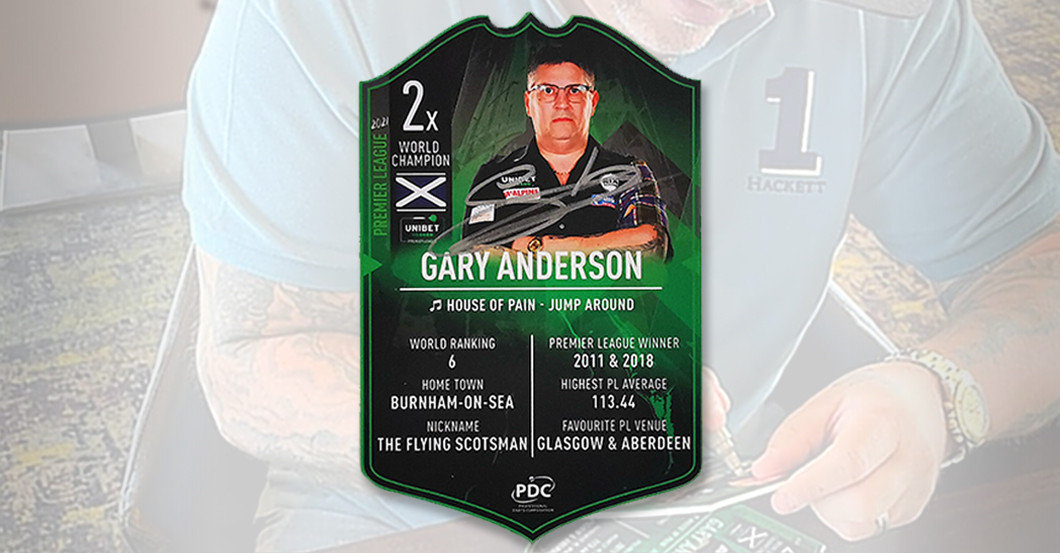 Zur Darts-WM: Gary Anderson unterschreibt limitierte Player Card