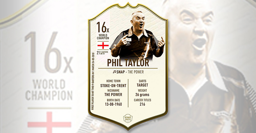 Darts-Legende Phil Taylor signiert offizielle Darts Player Card