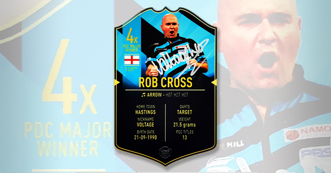 Darts-Weltmeister Rob Cross unterschreibt limitierte Player Card