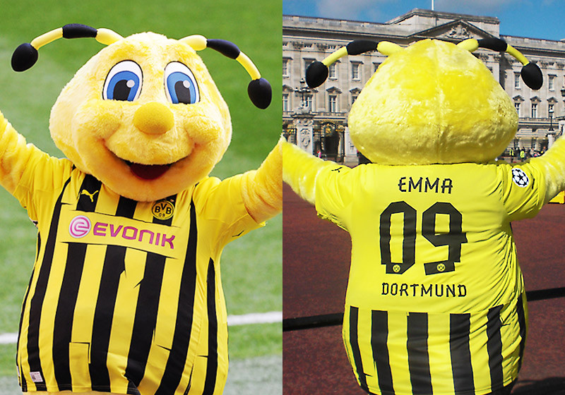 Original BVB-Trikot von Maskottchen EMMA mit Übergabe